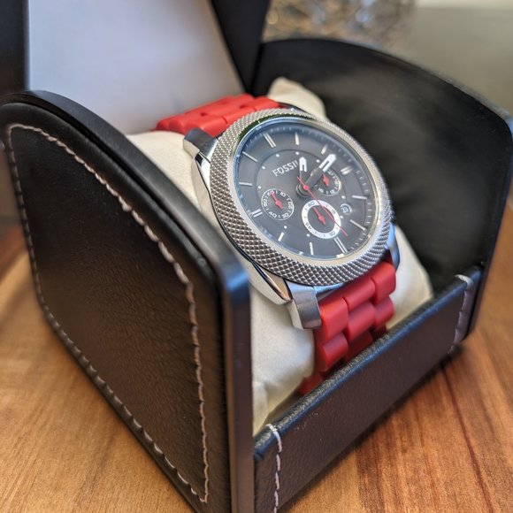 Fossil | Accessories | Analog Fossil Watch Black And Red | Poshmark